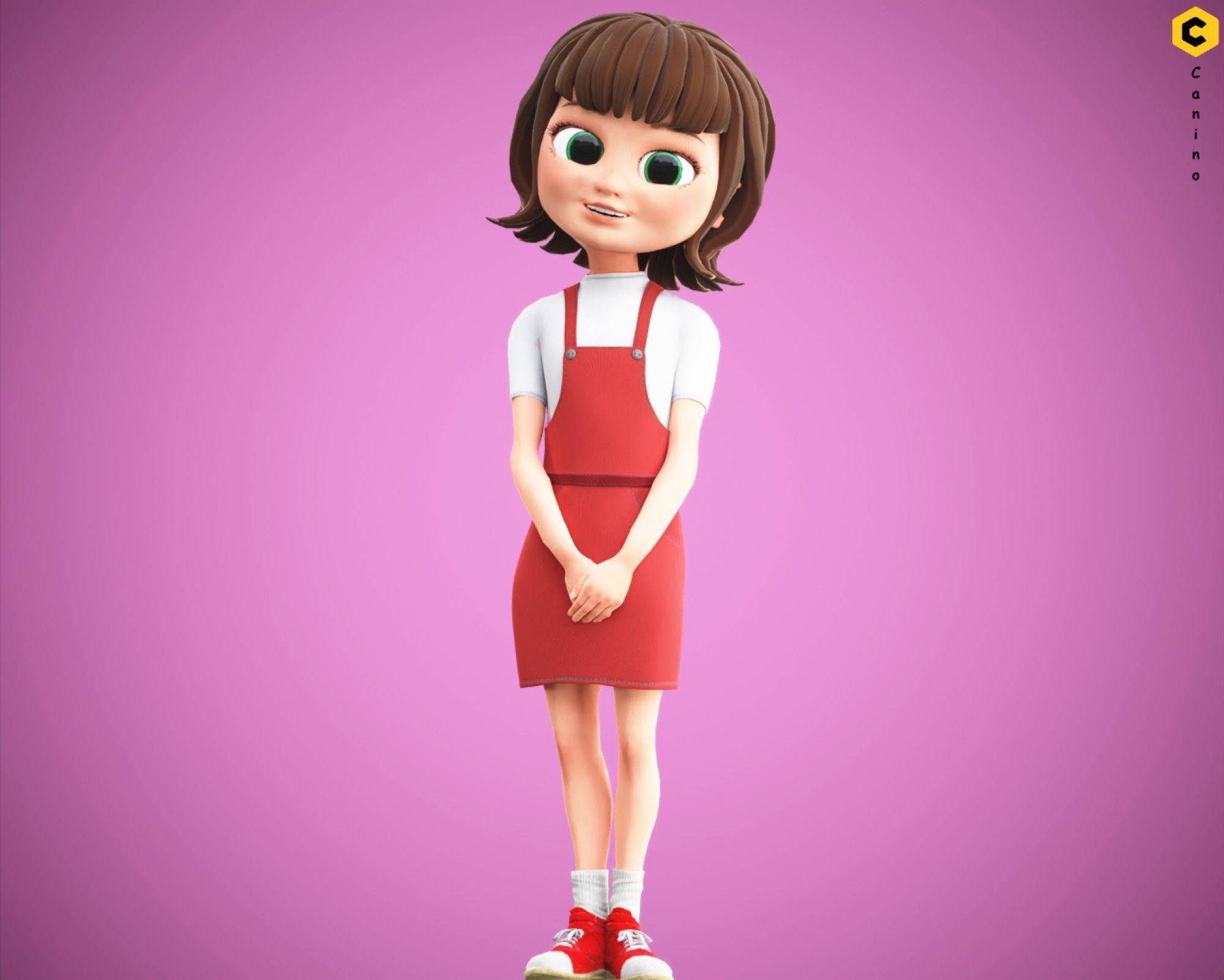 Stylized Cartoon Girl Kid rigged character 3D model rigged | CGTrader