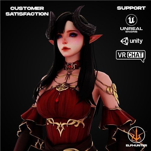 3D model EXCLUSIVE EDITION RIGGED CHARACTER ELF DEMONIC VR / AR / low ...
