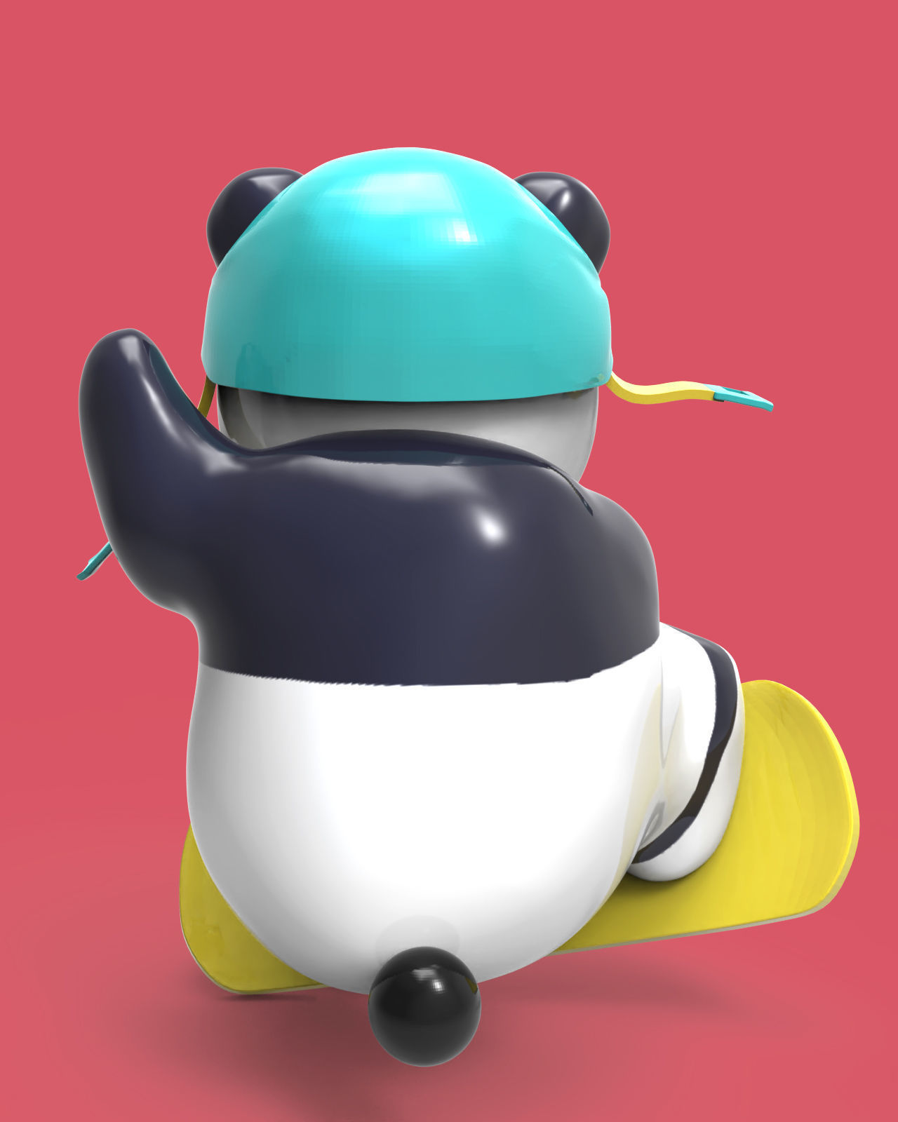 skateboarding panda doodleup3d 3D model 3D printable | CGTrader