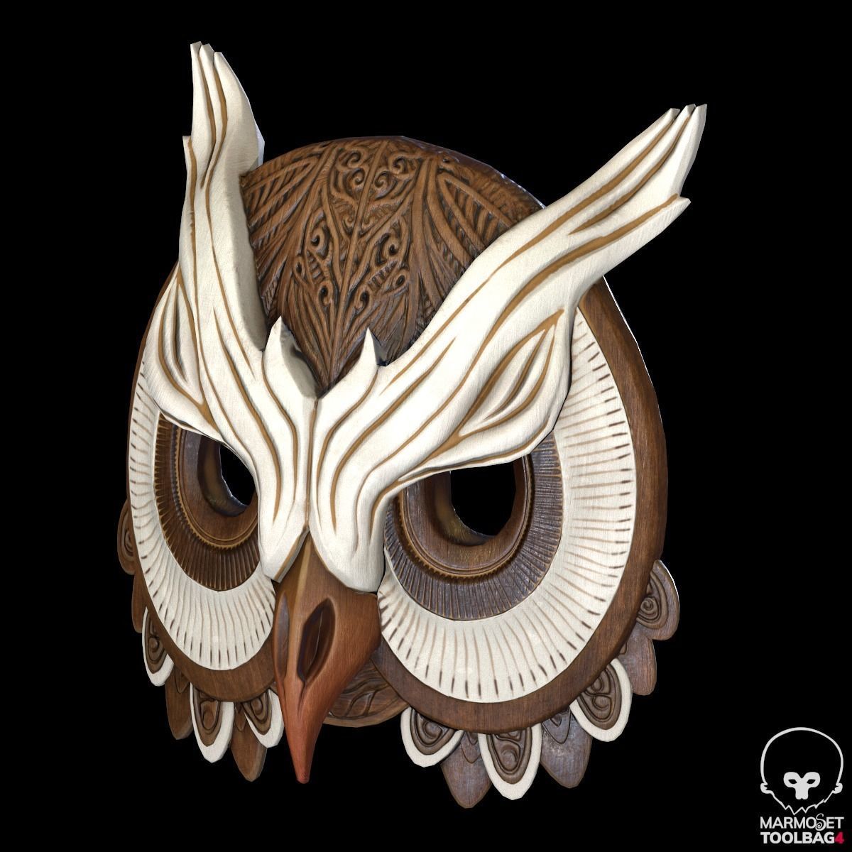 3D model Wooden Owl Mask Pbr VR / AR / low-poly | CGTrader