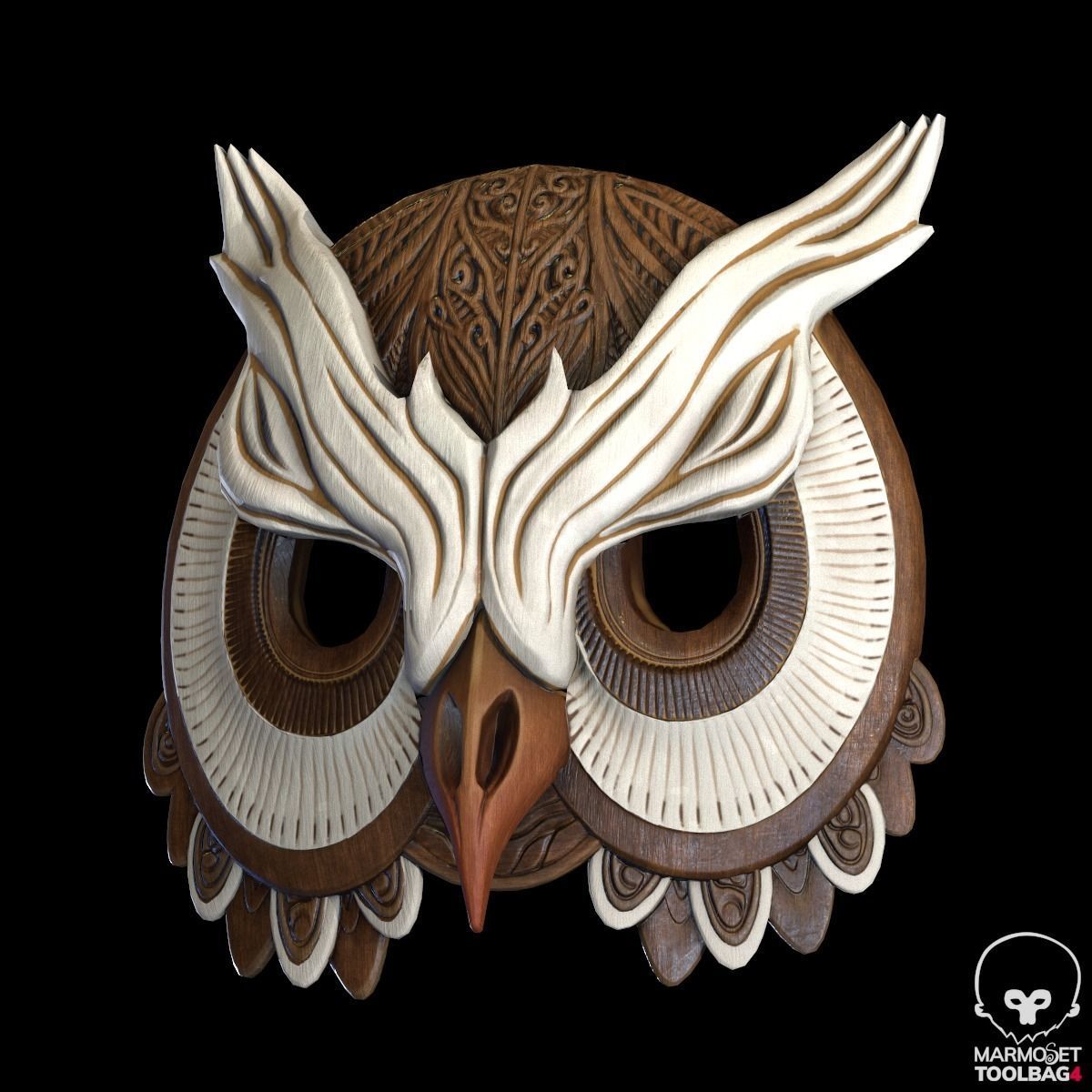 3D model Wooden Owl Mask Pbr VR / AR / low-poly | CGTrader