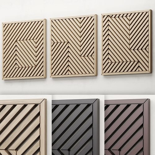 Large Geometric Wooden Wall Hanging Set 3D model | CGTrader