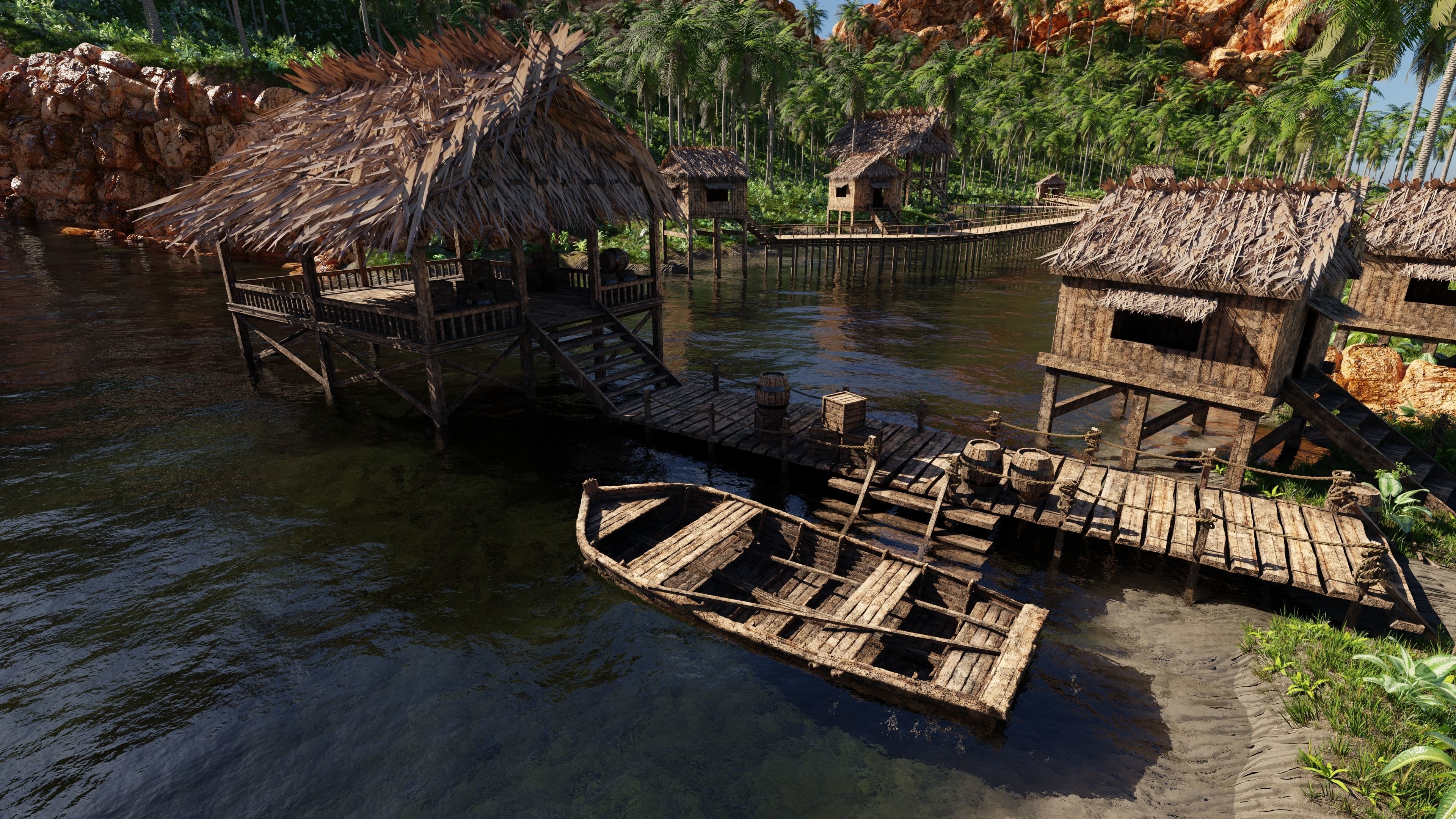 Waterfall Tropical Scene 3D model | CGTrader