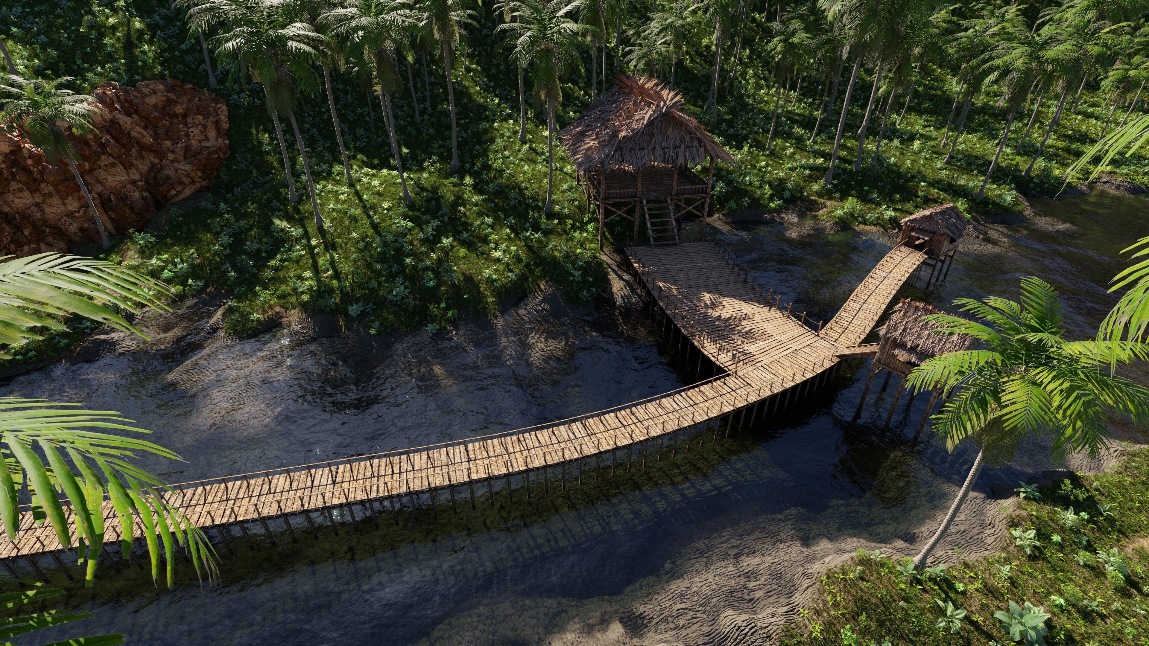 Waterfall Tropical Scene 3D model | CGTrader