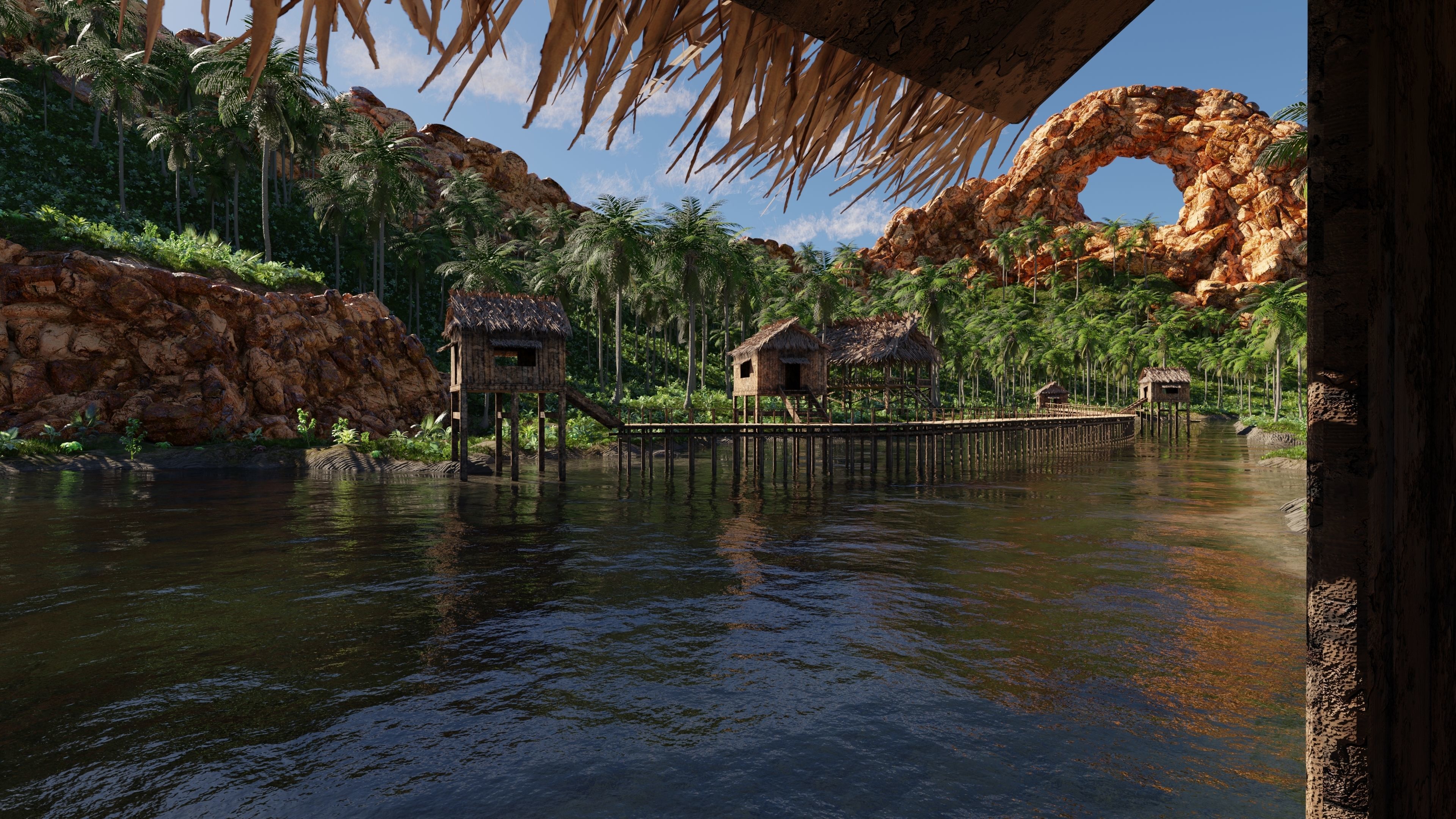 Waterfall Tropical Scene 3D model | CGTrader