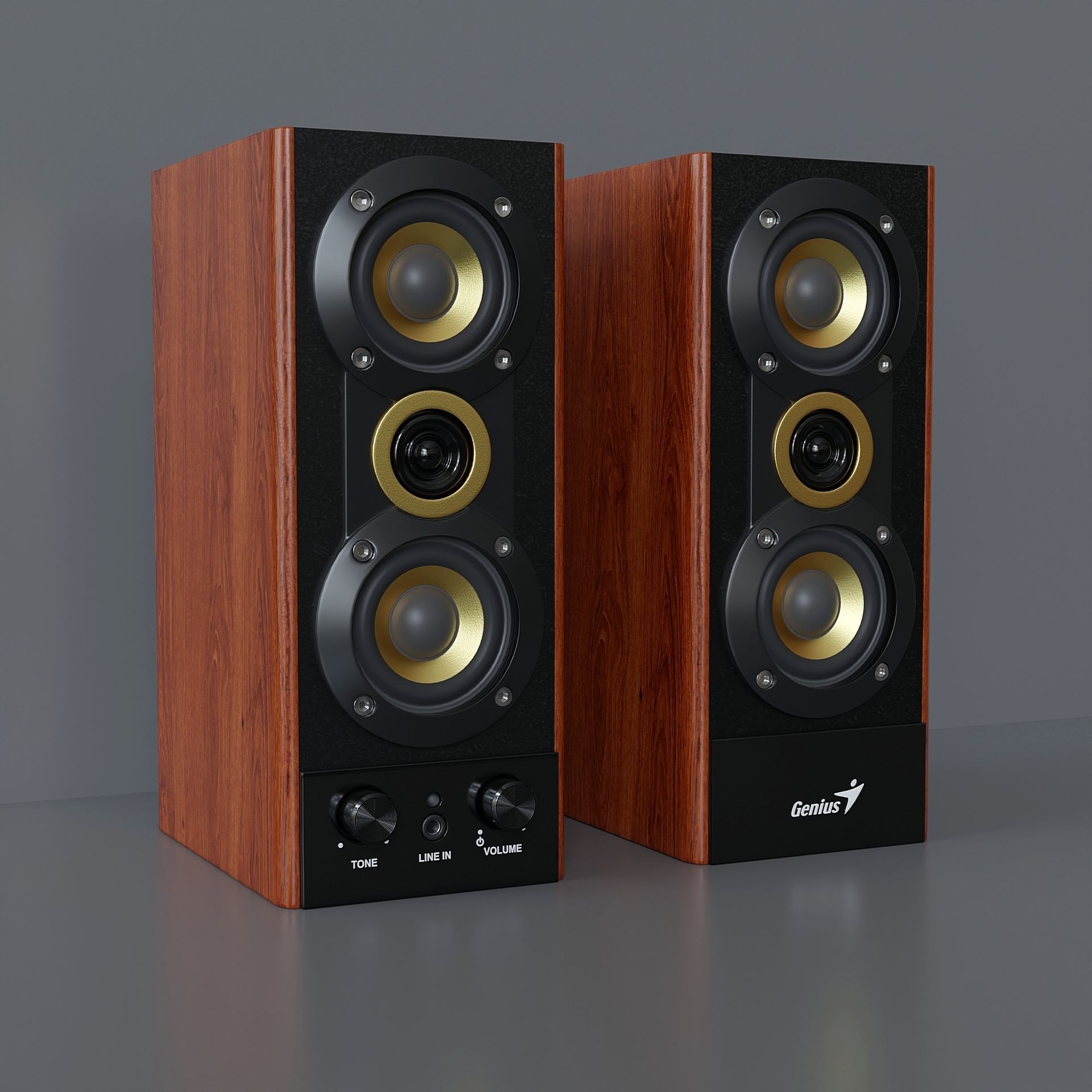 Wooden speaker system for PC 3D model | CGTrader