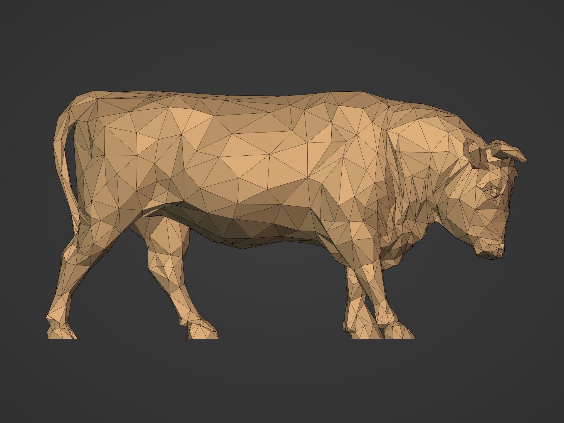 3D Printable Low Polygon Bull Statue 3D model 3D printable | CGTrader