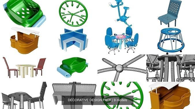 3D Model Collection DECORATIVE DESIGN PACK VR / AR / low-poly | CGTrader