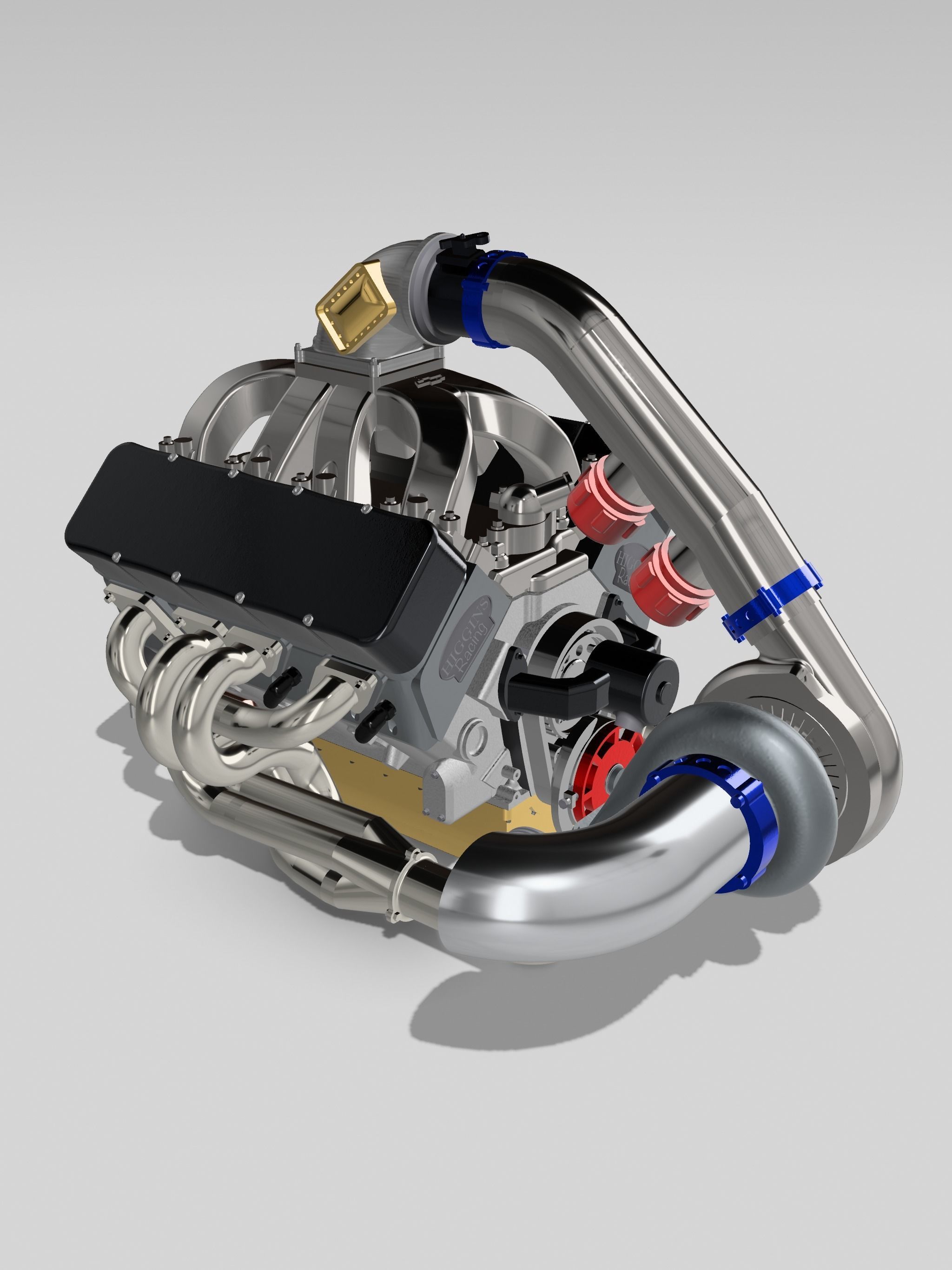 SBC Single Turbo Higgins Race Motor Small Block Chev 3D model 3D ...