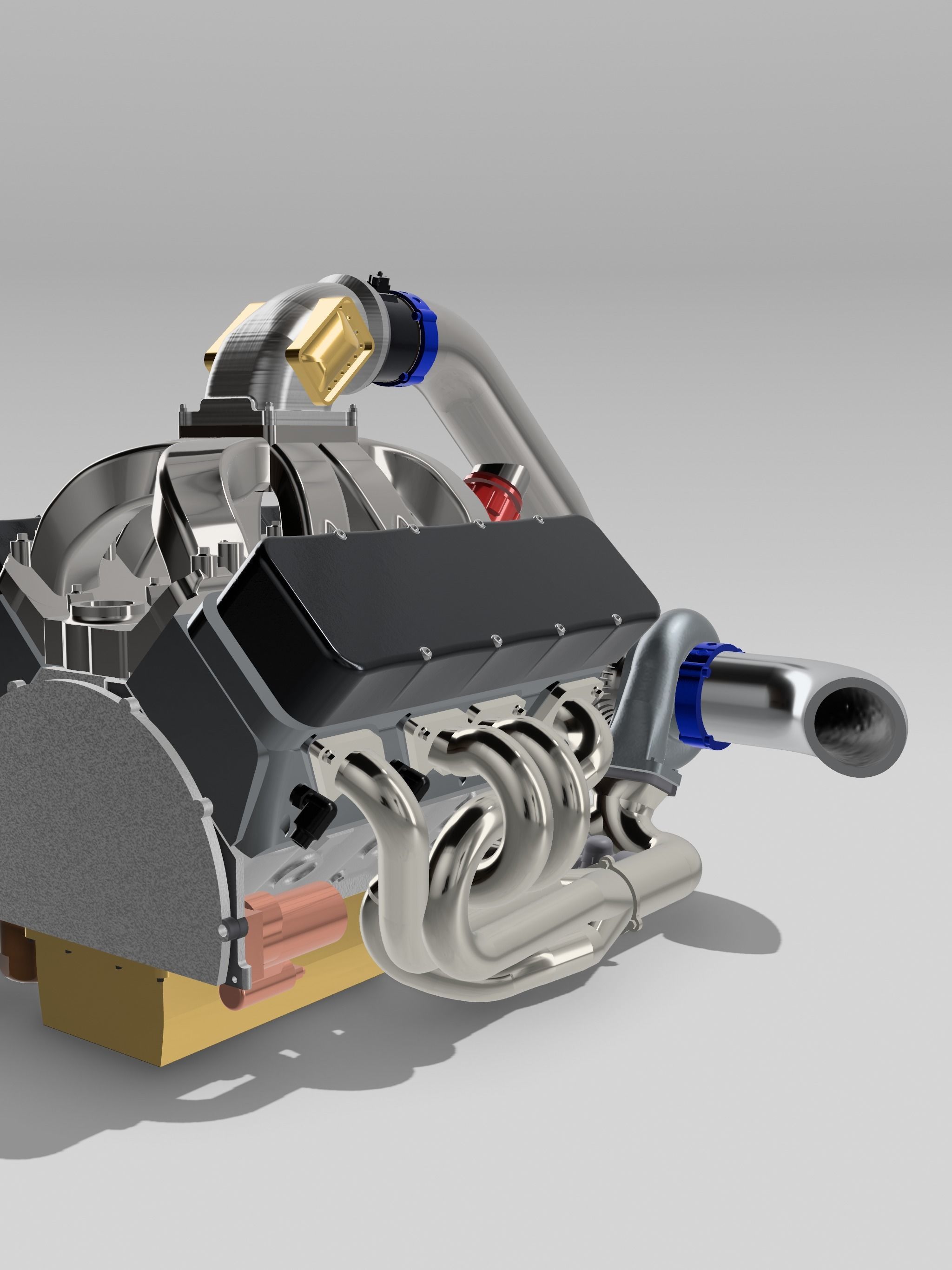 SBC Single Turbo Higgins Race Motor Small Block Chev 3D model 3D ...