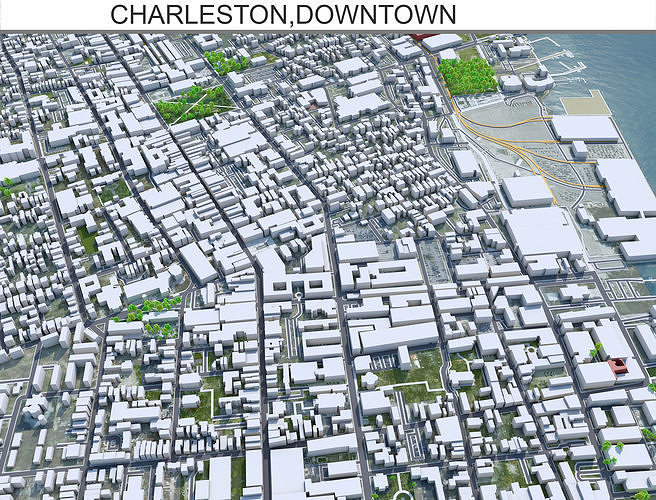 3D model Charleston Downtown South Carolina USA VR / AR / low-poly ...