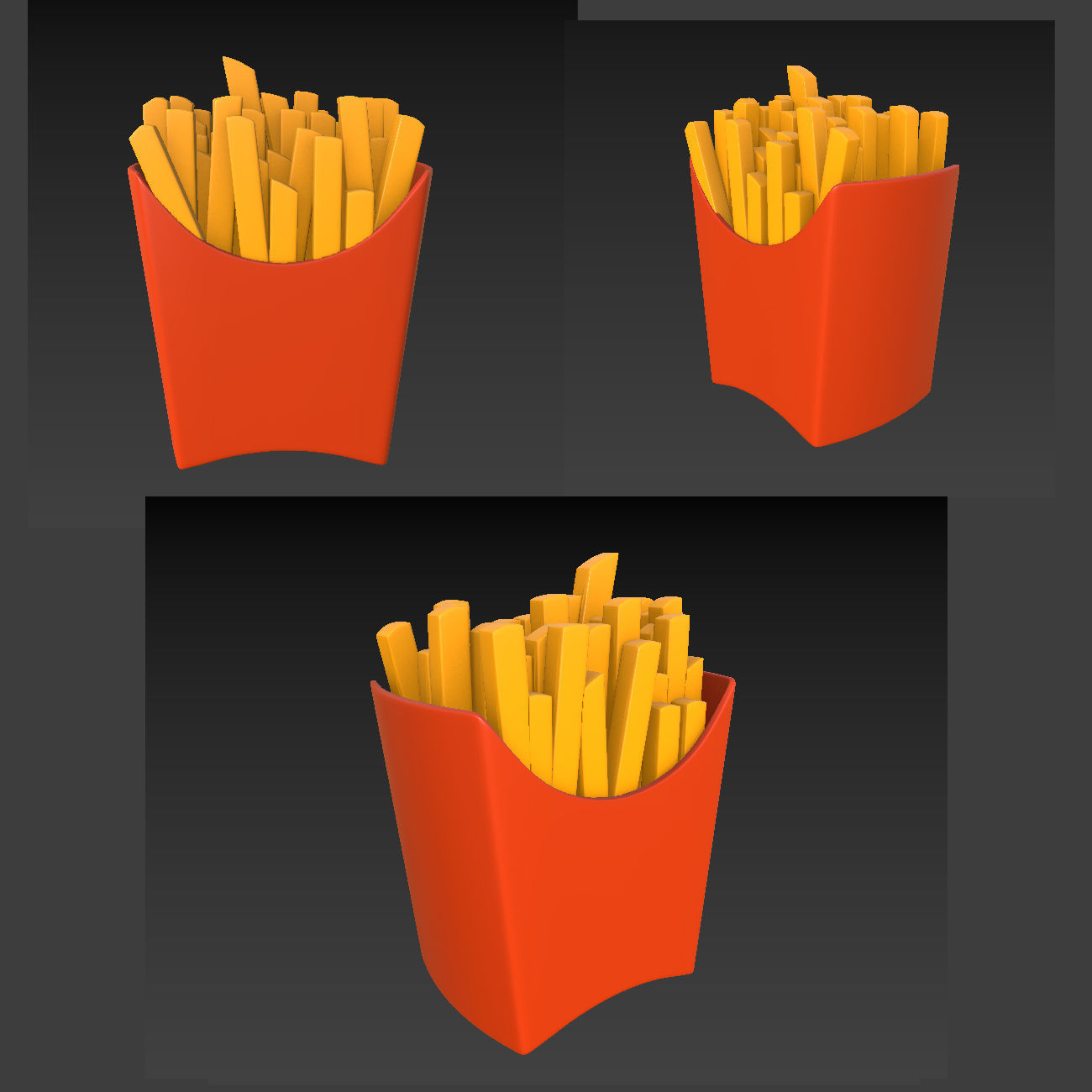 French fries cartoon 3D model | CGTrader