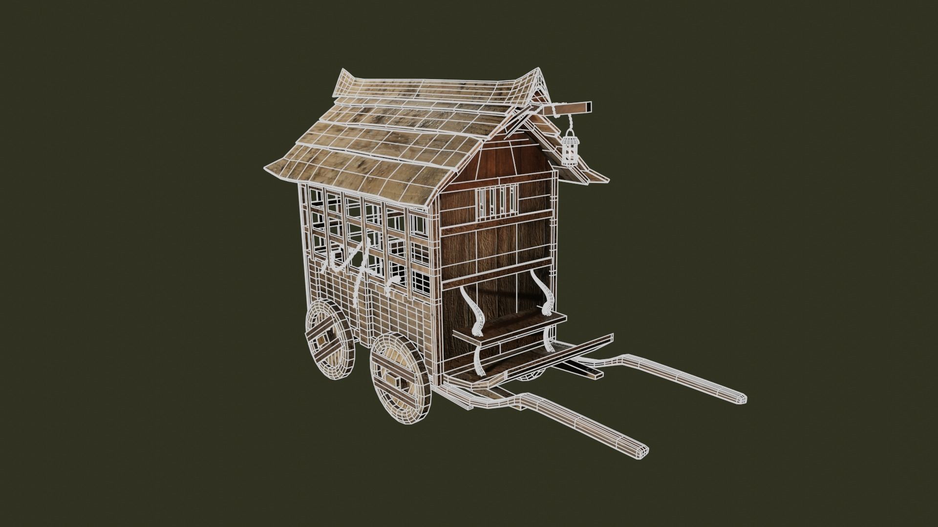 3D model Medieval Horse Cage Cart LP 3D model prisoner carriage VR / AR ...