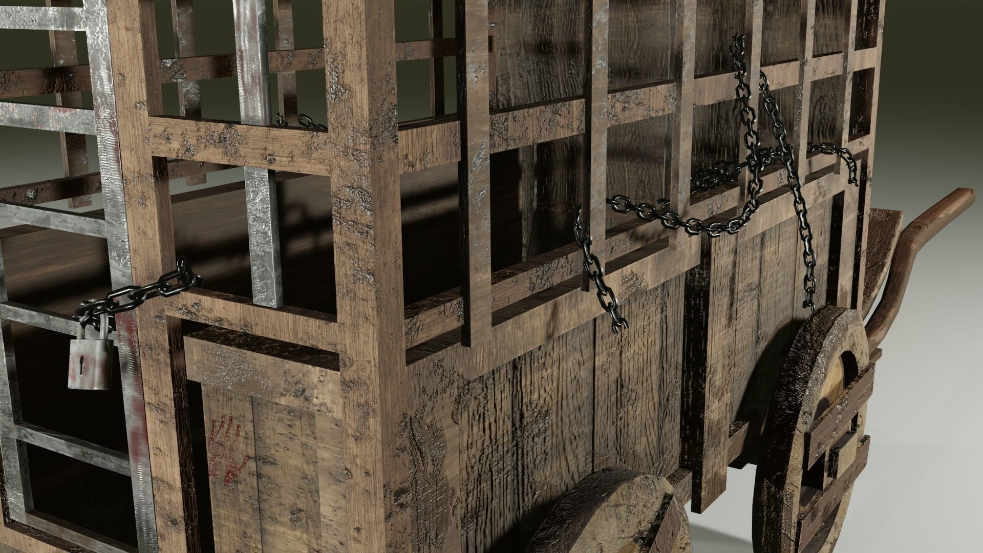 3D model Medieval Horse Cage Cart LP 3D model prisoner carriage VR / AR ...