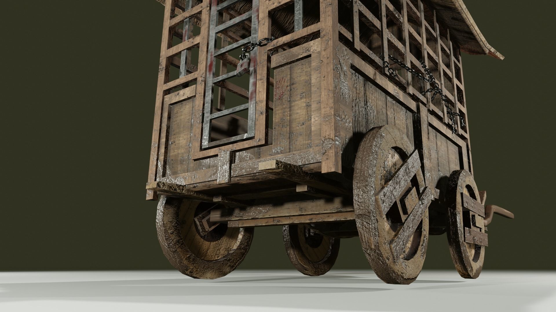 3D model Medieval Horse Cage Cart LP 3D model prisoner carriage VR / AR ...