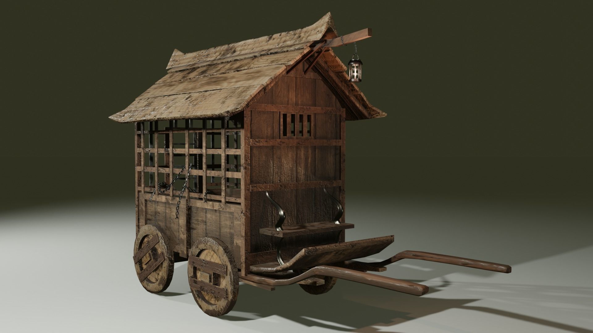 3D model Medieval Horse Cage Cart LP 3D model prisoner carriage VR / AR ...