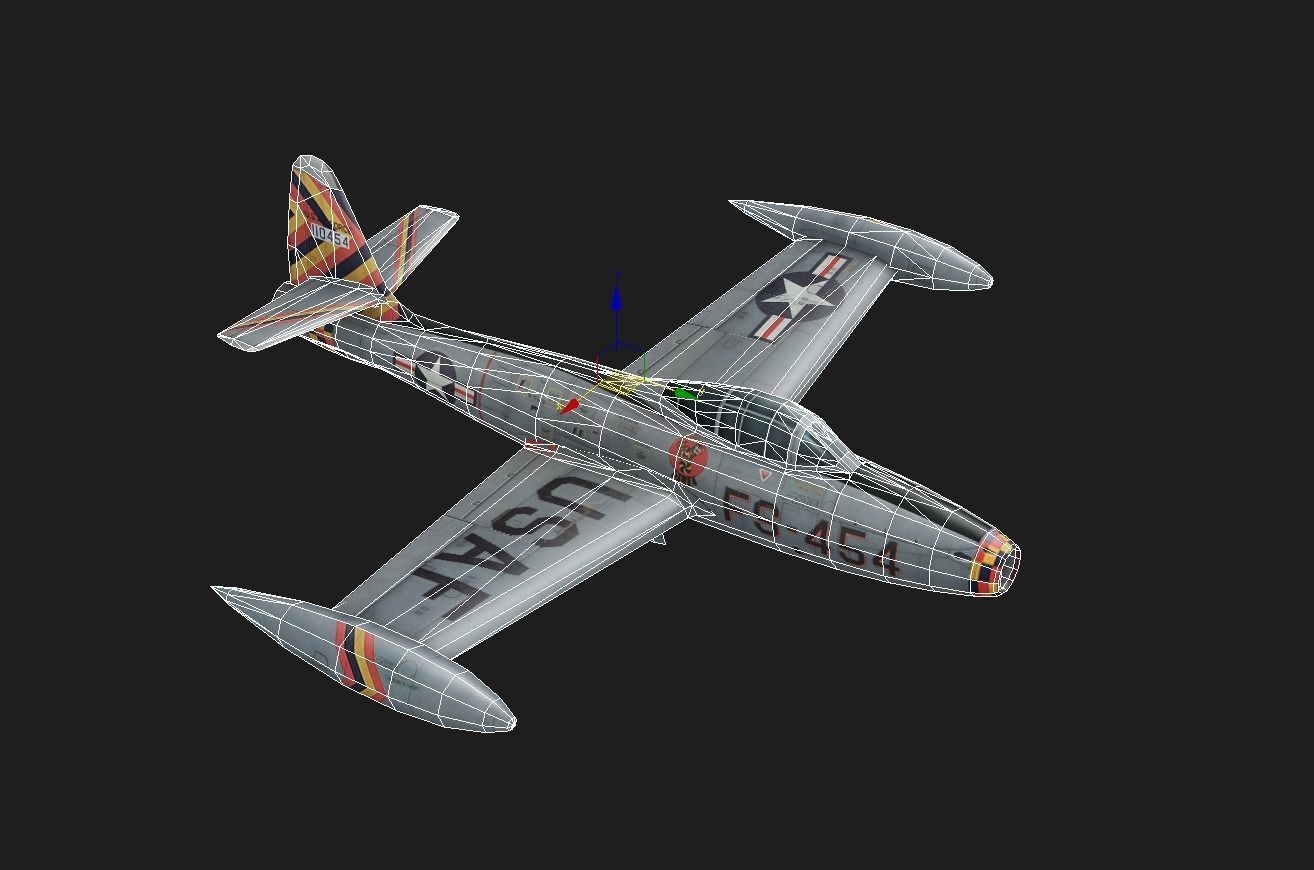 3D model The F-84B Thunderjet Hand painted game model VR / AR / low-poly | CGTrader