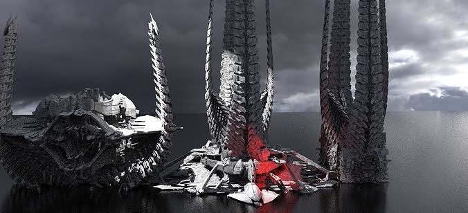 Alien Spine Tower 4 versions 3D model | CGTrader
