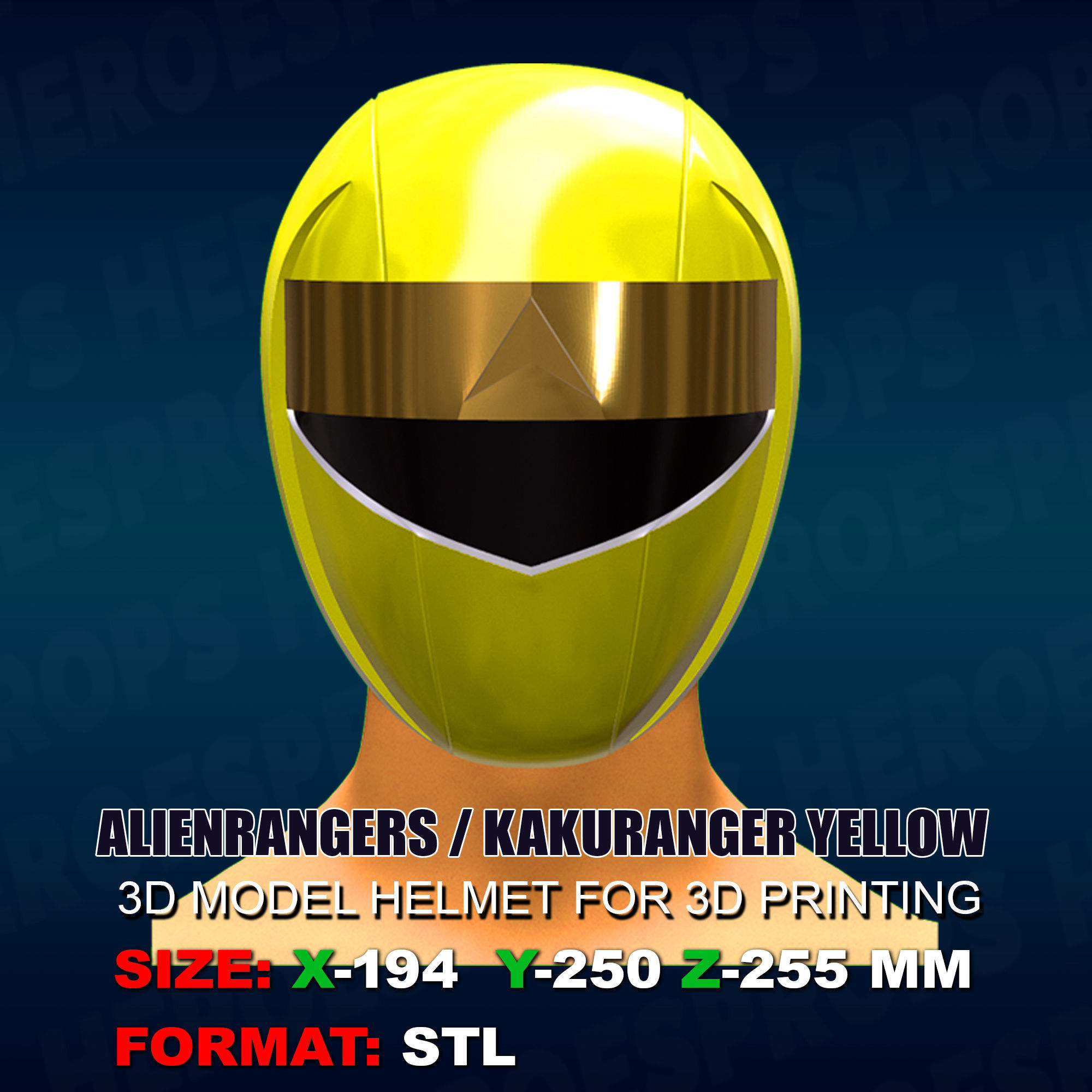 Yellow Kakuranger Super Sentai Helmet for 3D printing 3D model 3D ...