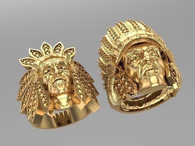 Combo Big Indians Ring Gold 3D model 3D printable | CGTrader
