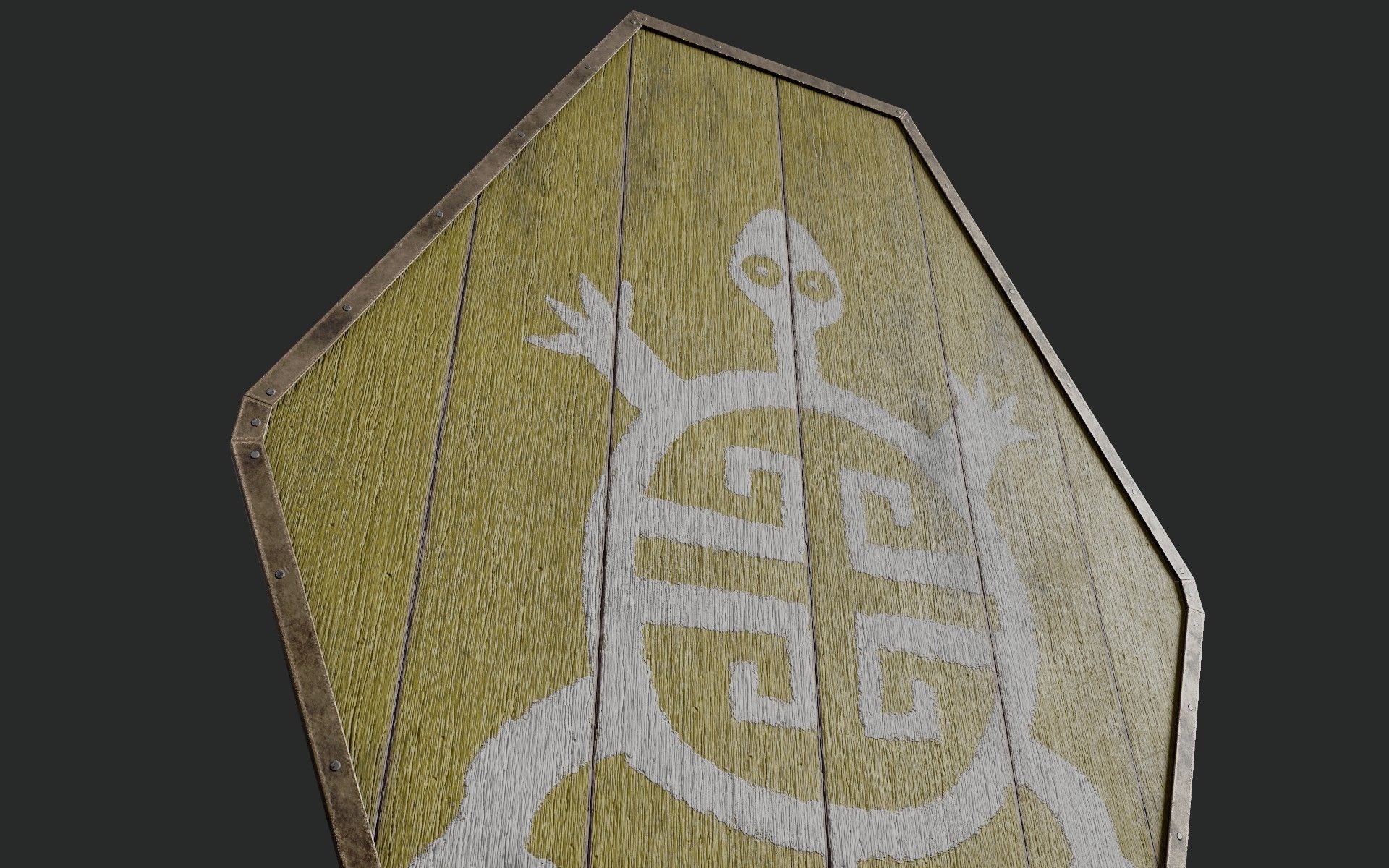 3D model Slavic diamond-shaped shield painted yellow with turtle symbol ...