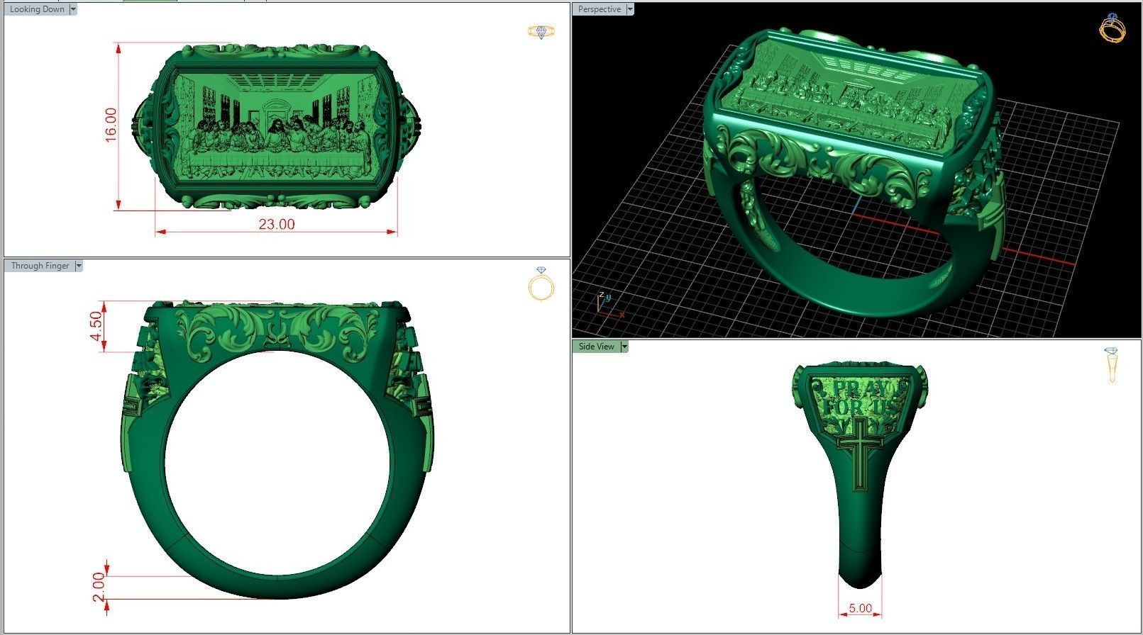 Jesus Christ The Last Supper Leonardo Pattern Signet 3D model 3D ...