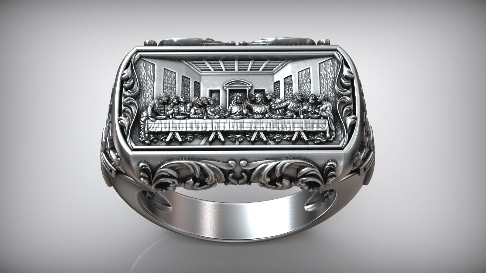 Jesus Christ The Last Supper Leonardo Pattern Signet 3D model 3D ...