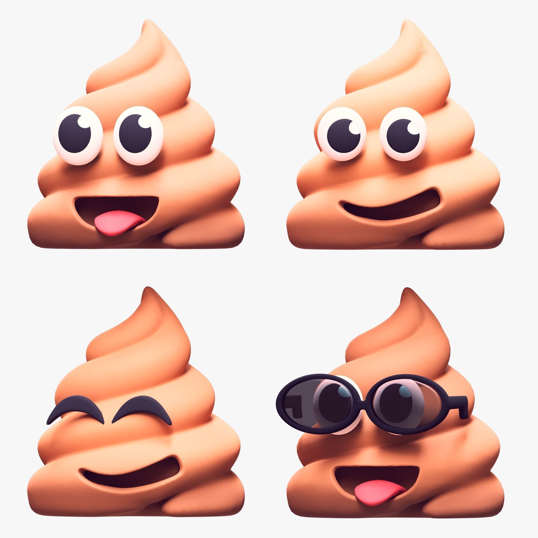 Smiling Faces Poop Emoji Collection 3D model | CGTrader