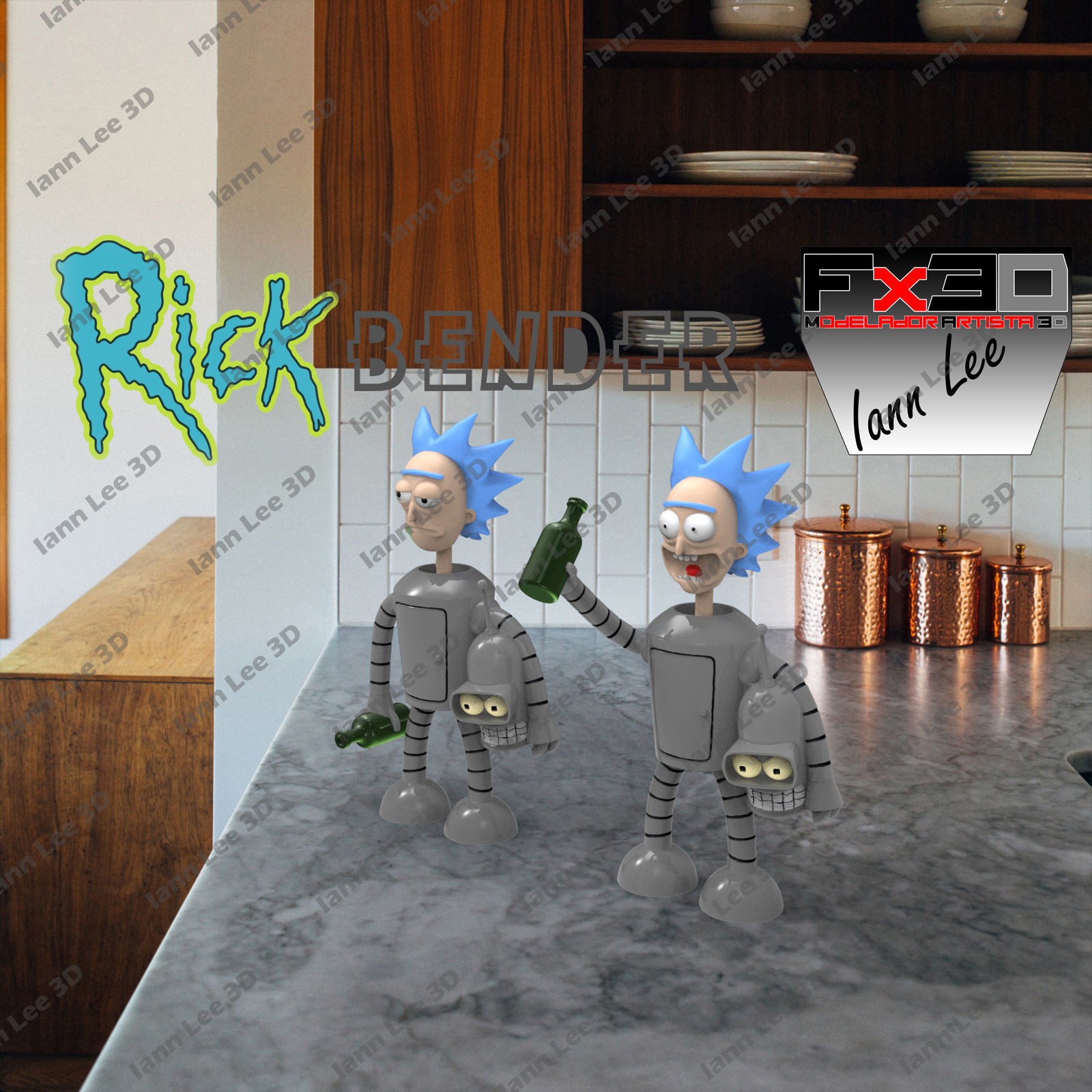 RICK BENDER FUTURAMA MORTY ANIME CERVEZA 3D model 3D printable | CGTrader