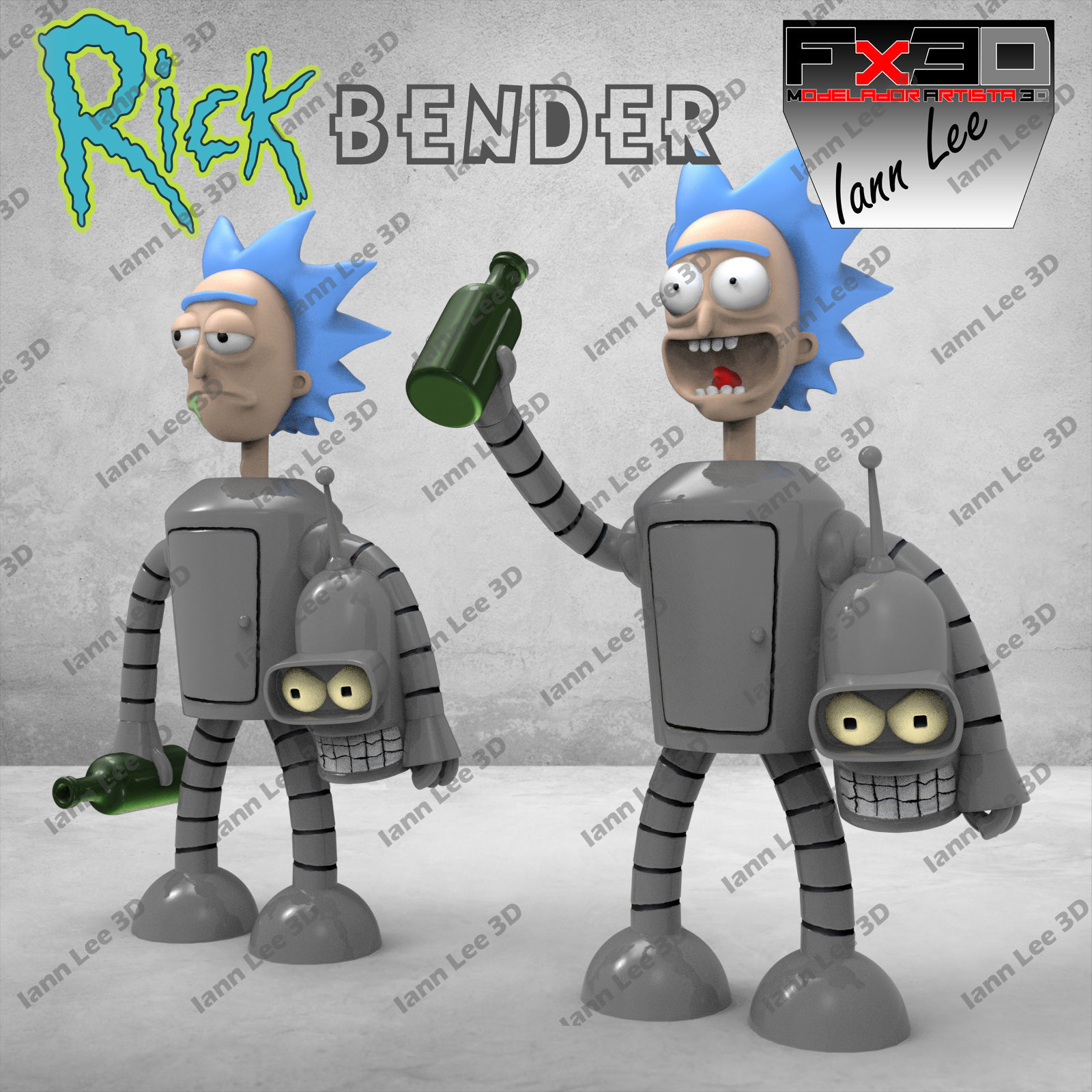 RICK BENDER FUTURAMA MORTY ANIME CERVEZA 3D model 3D printable | CGTrader