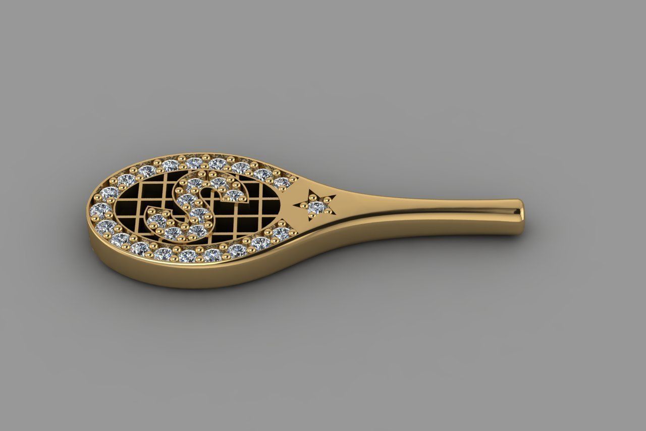 racket pendant 3D model 3D printable | CGTrader