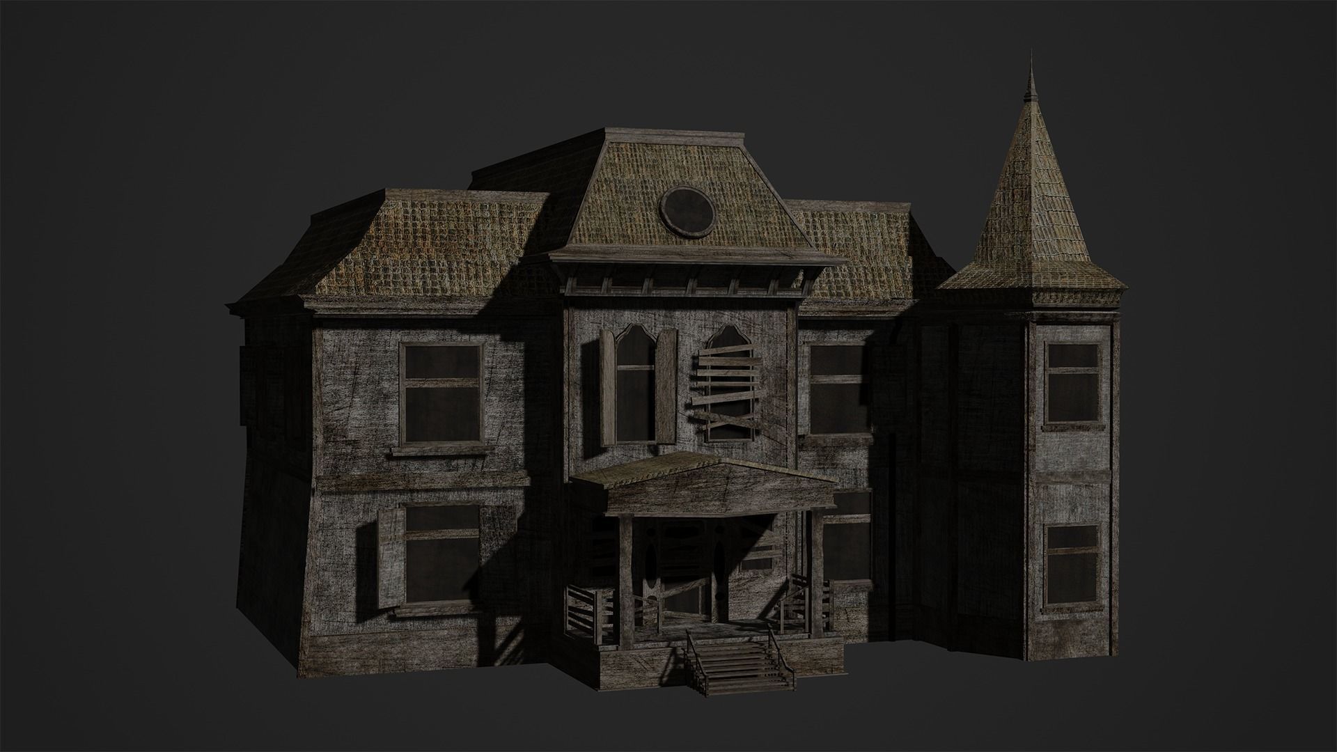 3D model Abandoned old house - realistic low poly VR / AR / low-poly ...