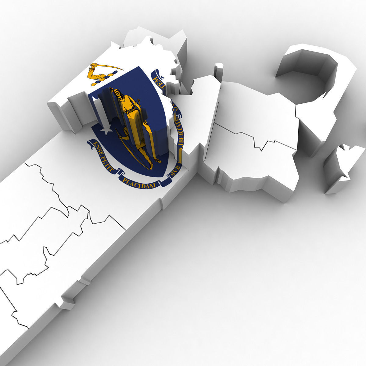 Massachusetts Political Map 3D model | CGTrader