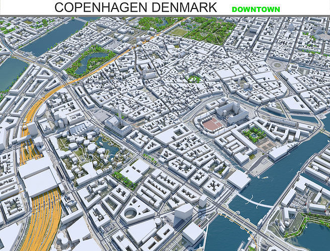3D model Copenhagen Downtown Denmark VR / AR / low-poly | CGTrader