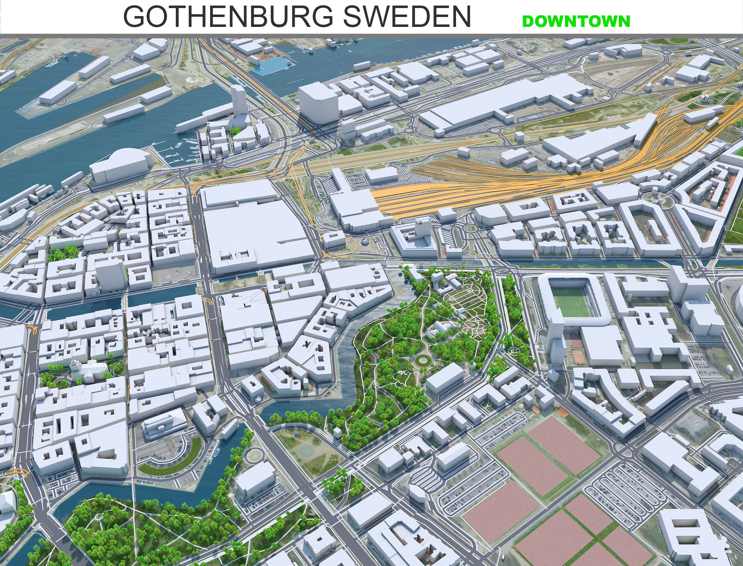 3D model Gothenburg Downtown Sweden VR / AR / low-poly | CGTrader
