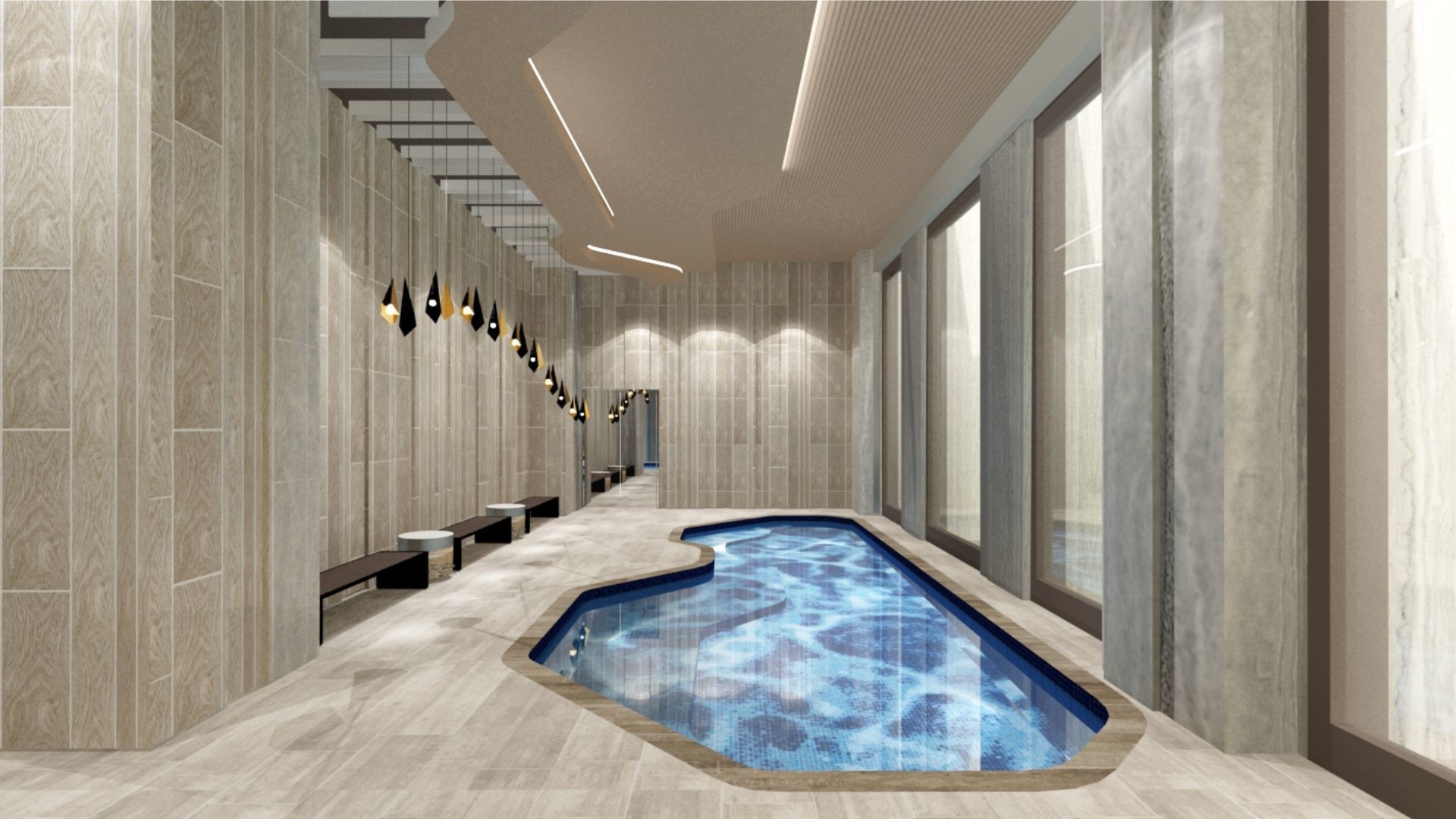 Luxury Hotel Interior Scenes-Swimmimg Pool 3D model 3D model animated ...