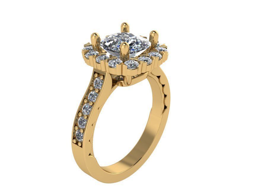 Peg head diamond ring 2378 3D print model 3D model 3D printable | CGTrader