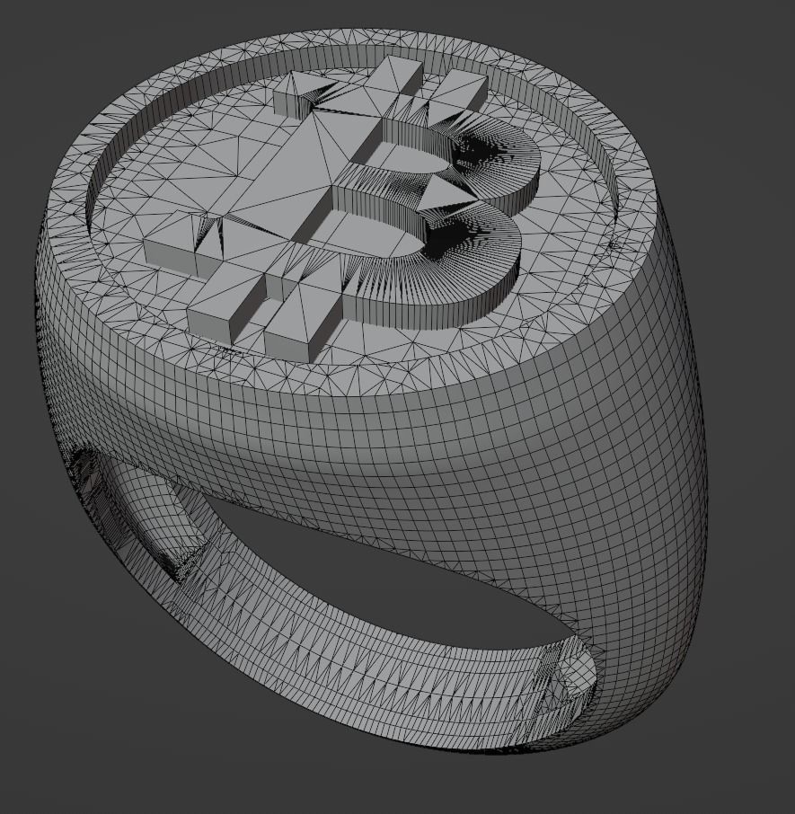 BTC Bitcoin Ring Signet Ring 3d model 3D model | CGTrader
