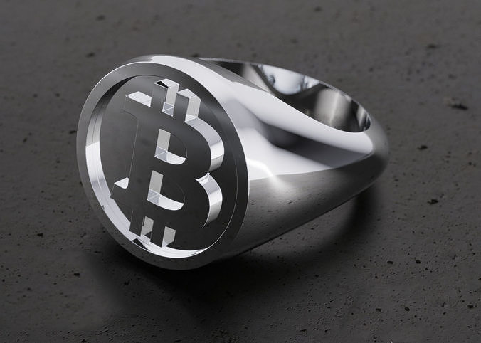 BTC Bitcoin Ring Signet Ring 3d model 3D model | CGTrader