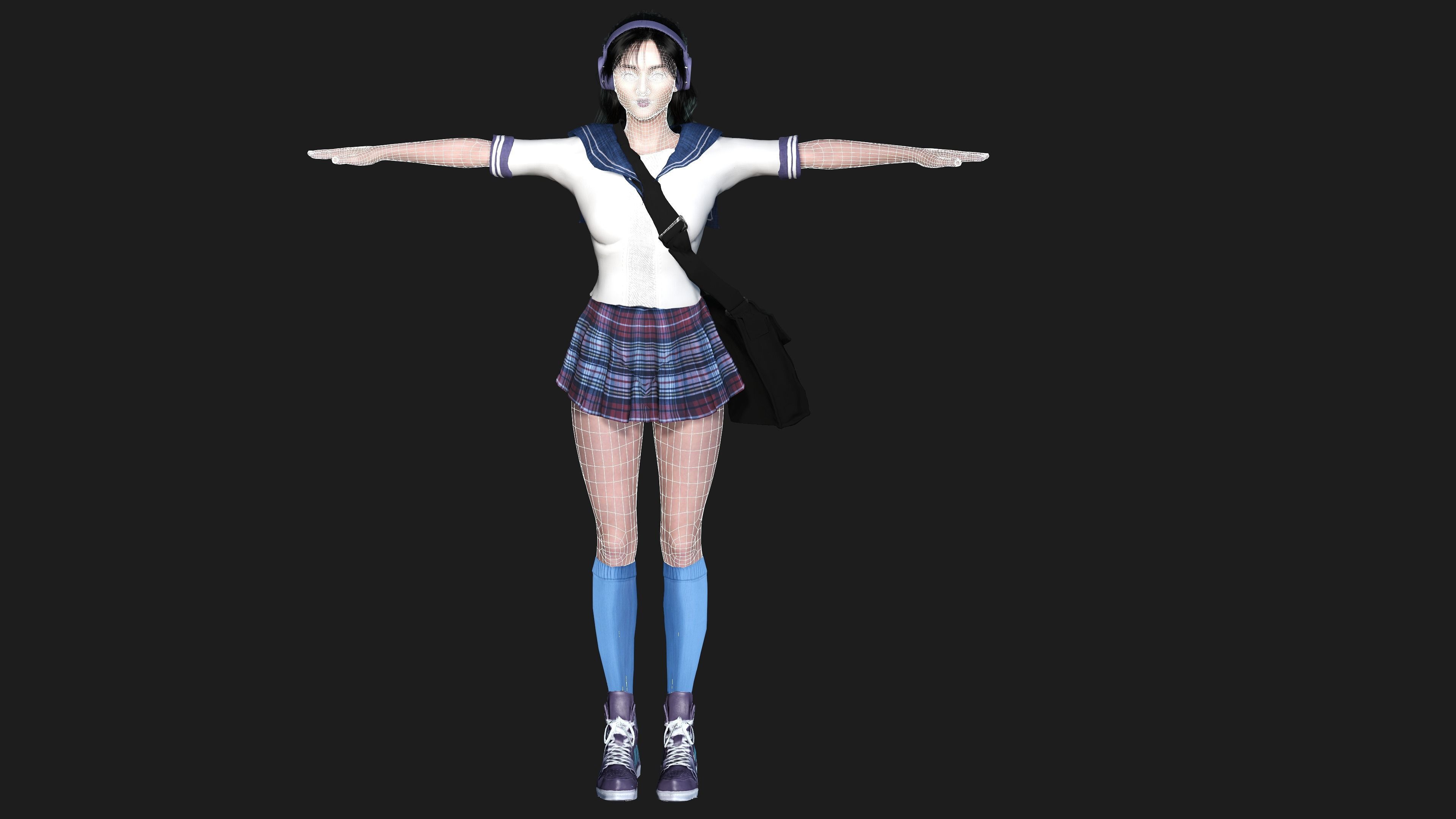 3D model AAA 3D REALISTIC JAPANESE SCHOOL GIRL CHARACTER - YUMIKO VR ...