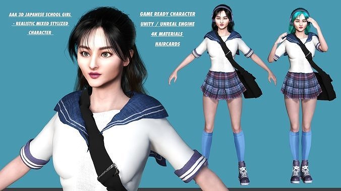 3D model AAA 3D REALISTIC JAPANESE SCHOOL GIRL CHARACTER - YUMIKO VR ...