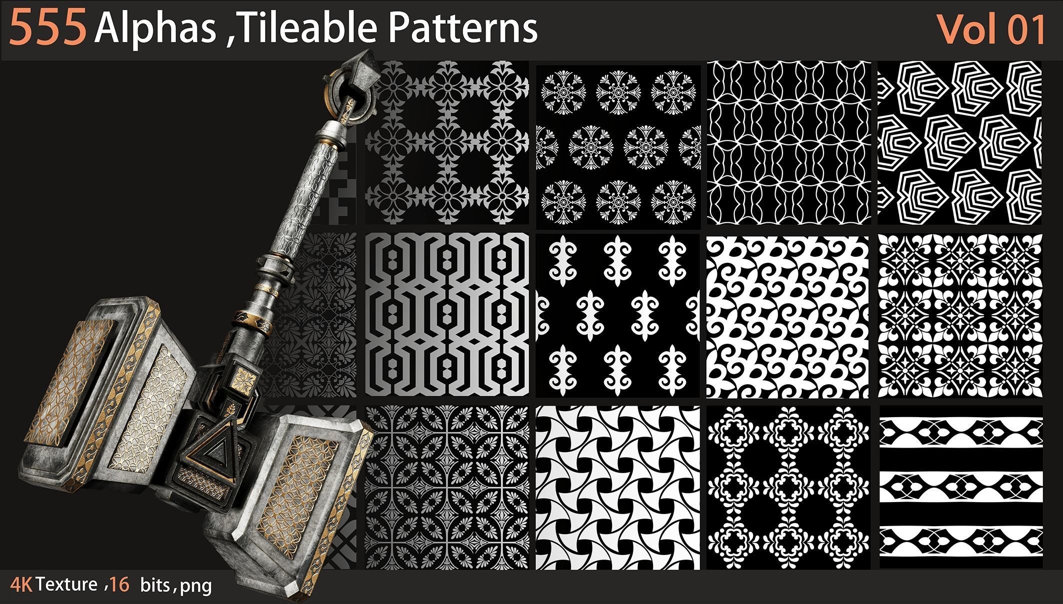 555 Alphas Tileable Patterns Vol1 Texture | CGTrader