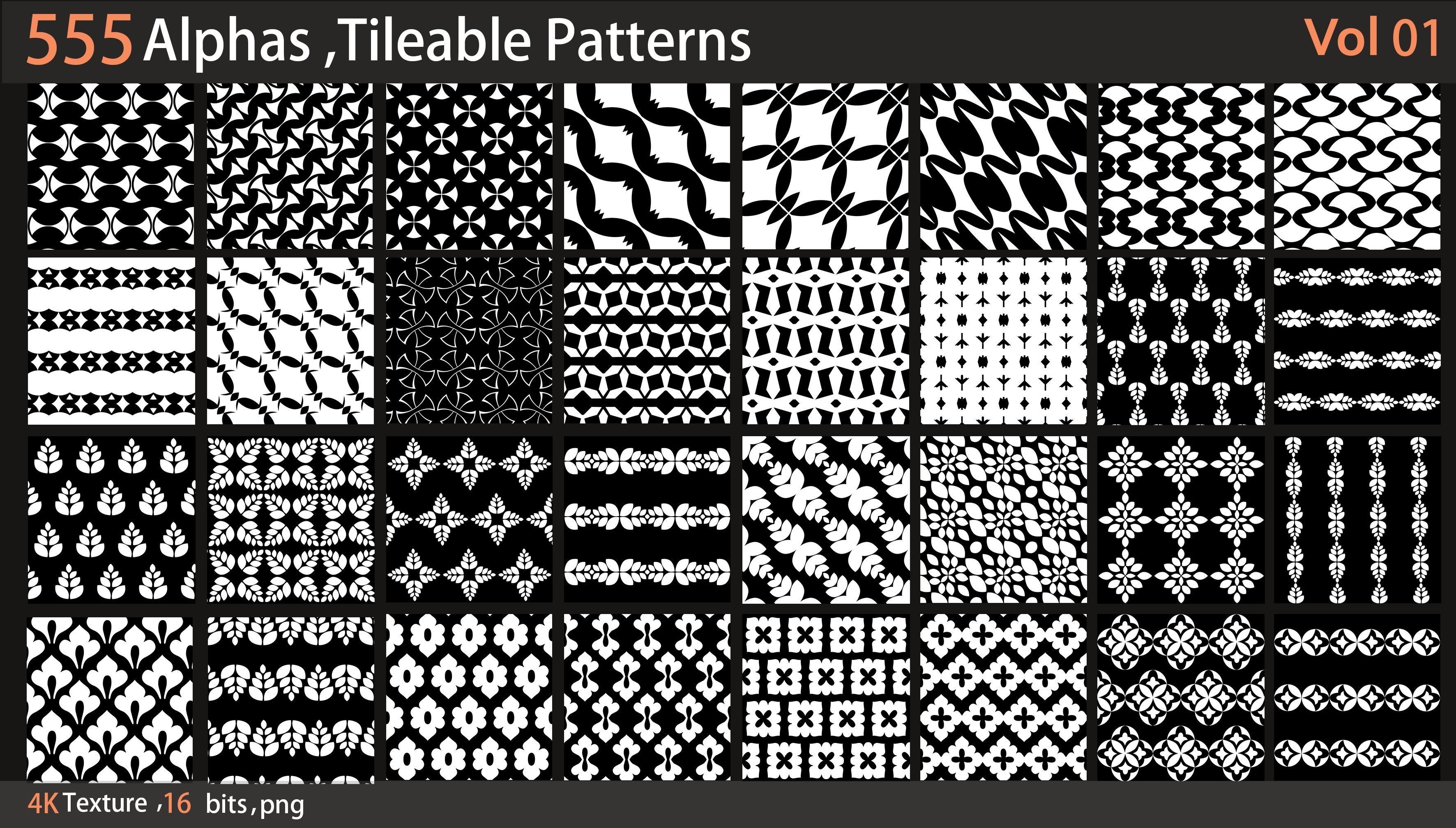 555 Alphas Tileable Patterns Vol1 Texture | CGTrader