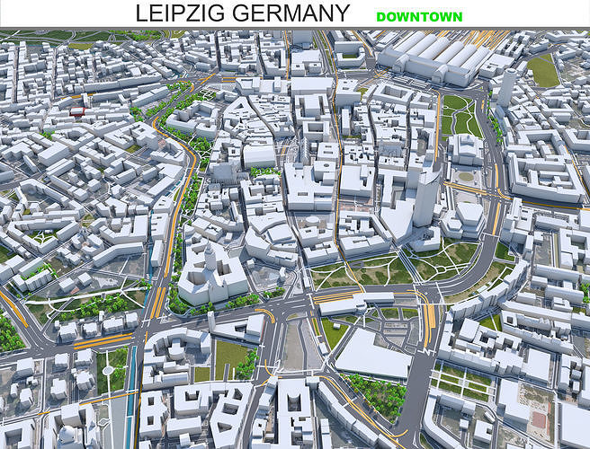3D model Leipzig Downtown Germany VR / AR / low-poly | CGTrader