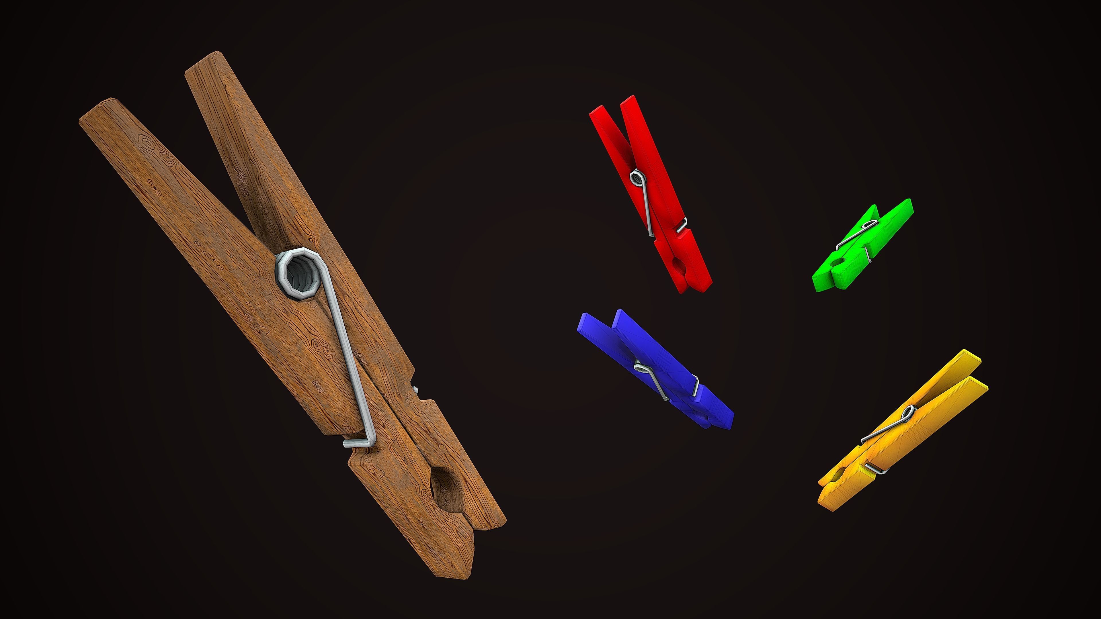 3D model CLOTHESPIN CARTOON STYLIZED REALISTIC VR / AR / low-poly ...
