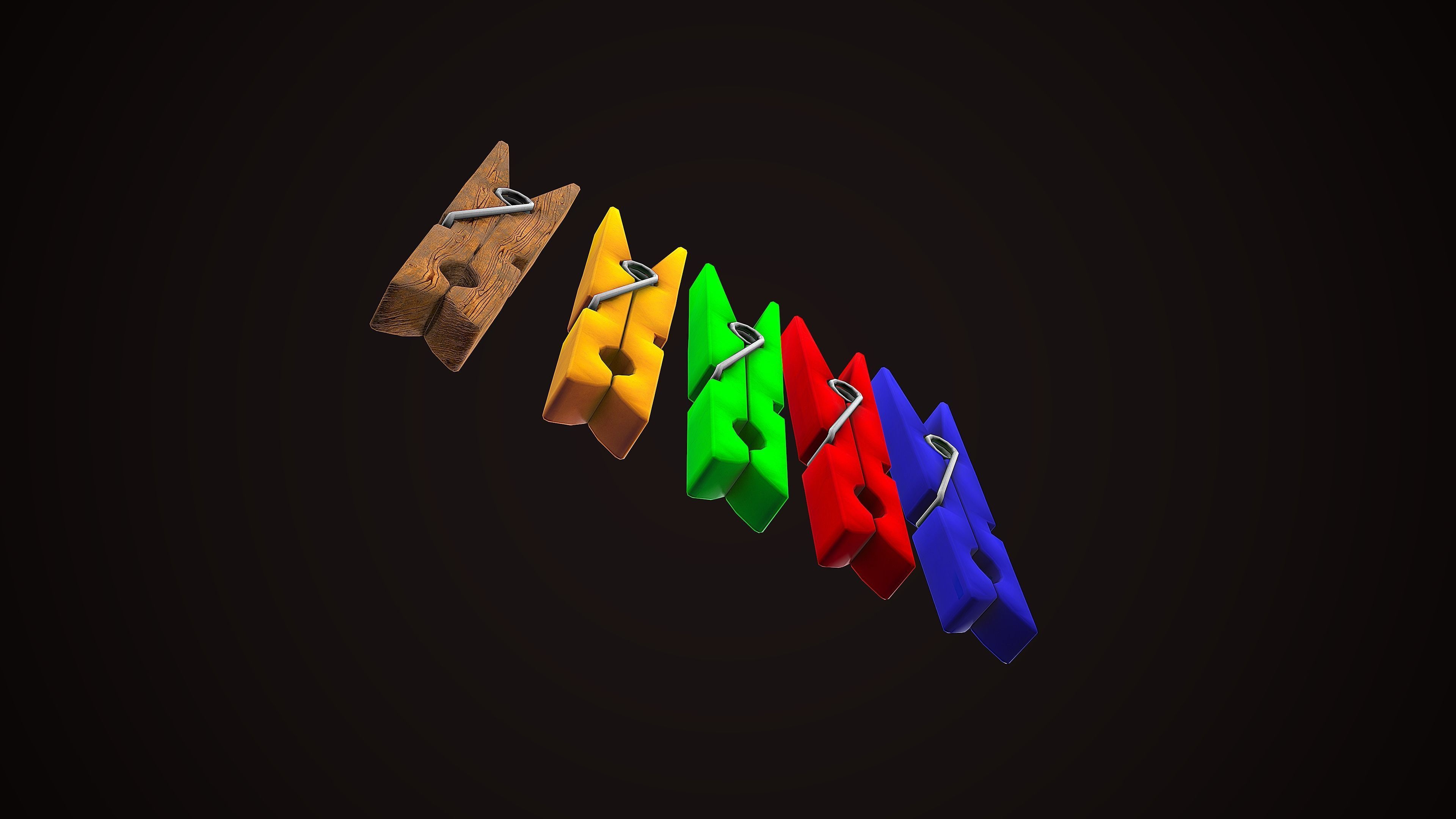 3D model CLOTHESPIN CARTOON STYLIZED REALISTIC VR / AR / low-poly ...