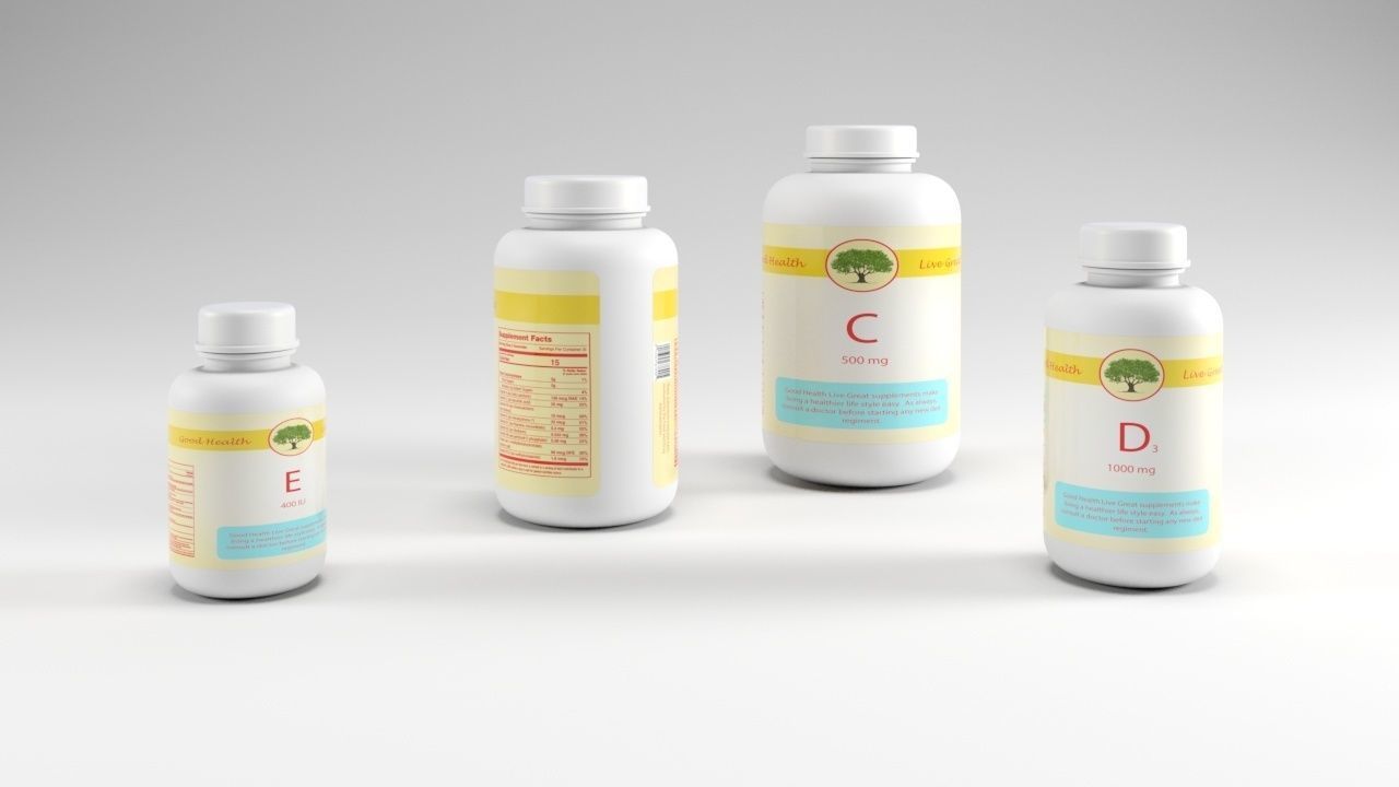 Vitamin Bottles 3D model | CGTrader