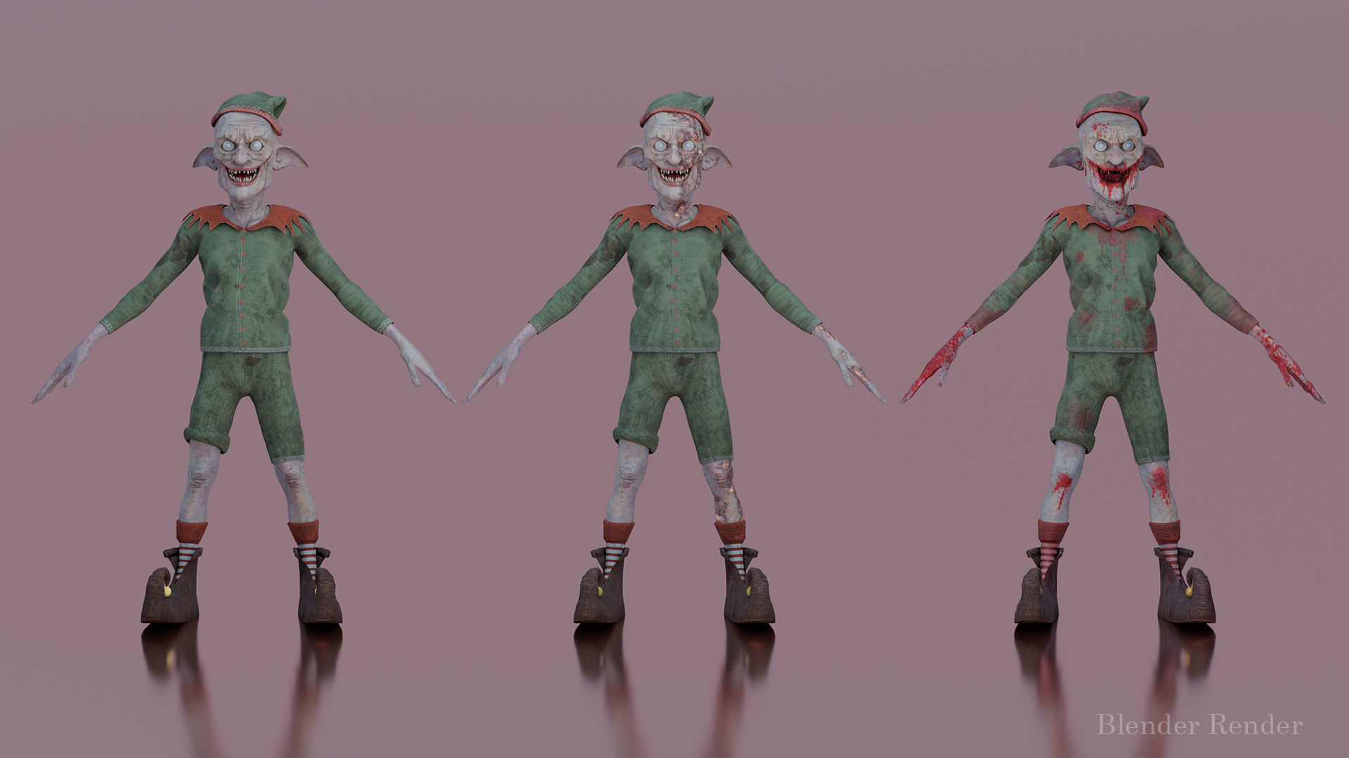 3D model Christmas Evil Elf game character for Horror and Fantasy games ...