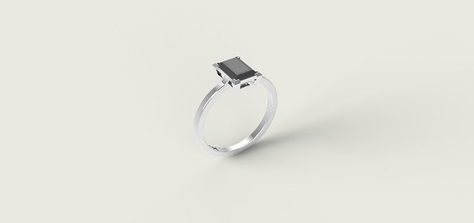 Rectangle 5X7 solitaire ring 3D model 3D printable | CGTrader