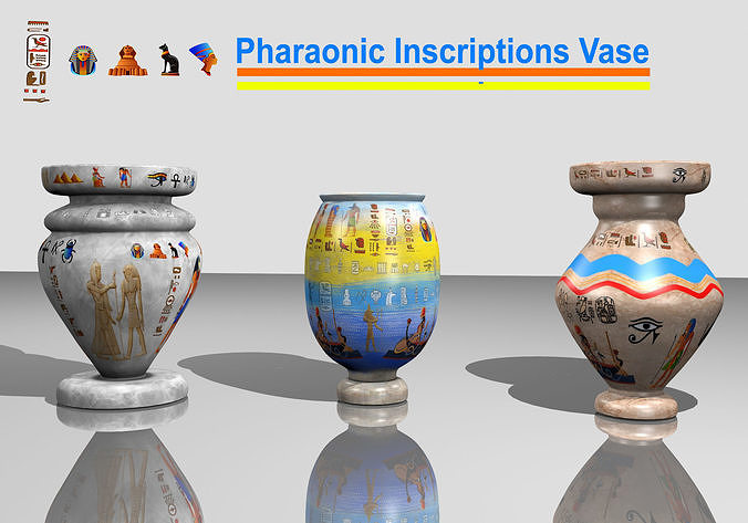 3D model Pharaonic Inscriptions Vase low poly VR / AR / low-poly | CGTrader